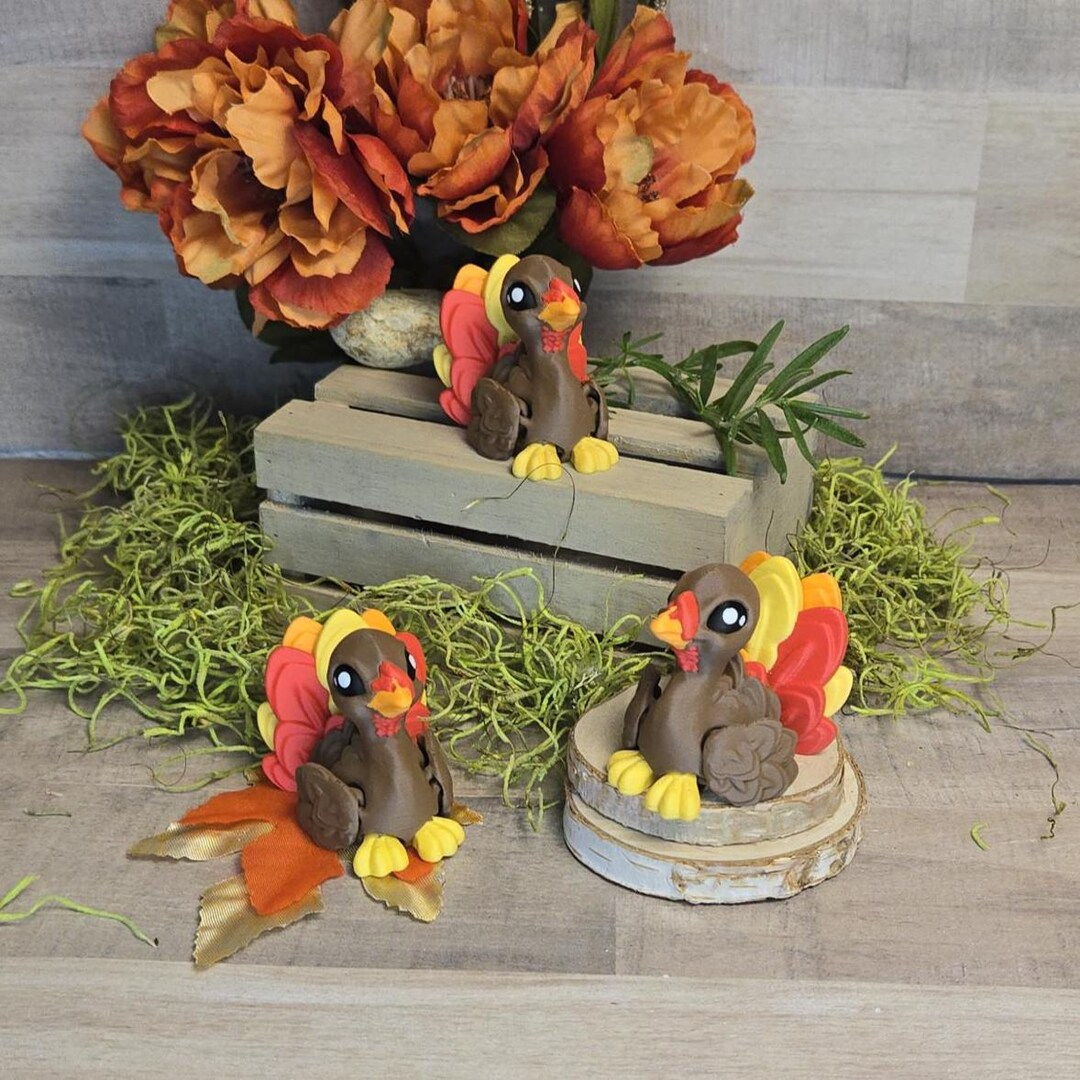 Turkey Magnet 3D Printed Articulated Holiday Desk Thanksgiving Table ...