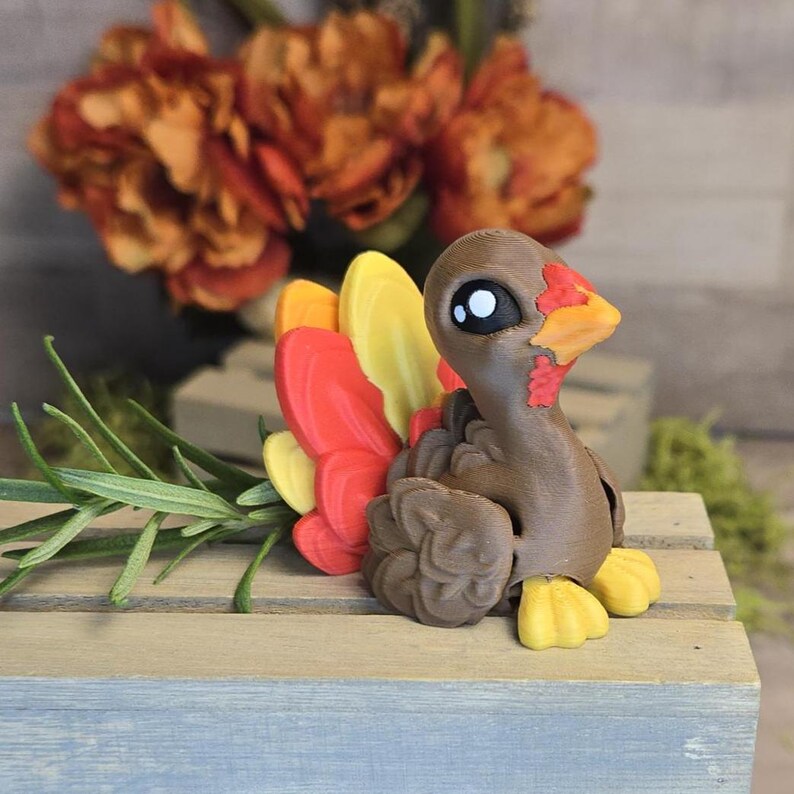 Turkey Magnet 3D Printed Articulated Holiday Desk Thanksgiving Table ...