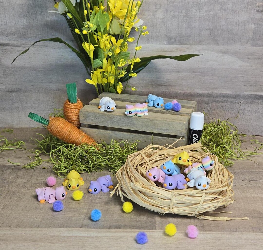 Chunky Chick Micro Articulated 3D Printed Easter Basket Peep Desk ...