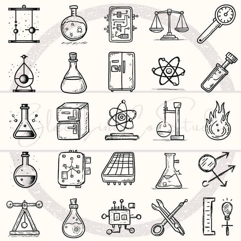 100 Science Lab Doodle Pngs | Hand-drawn Line Clipart | School STEM ...