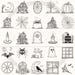 Halloween Clipart: Haunted Houses, Spooky Windows Doodles (100 Pngs) - Etsy