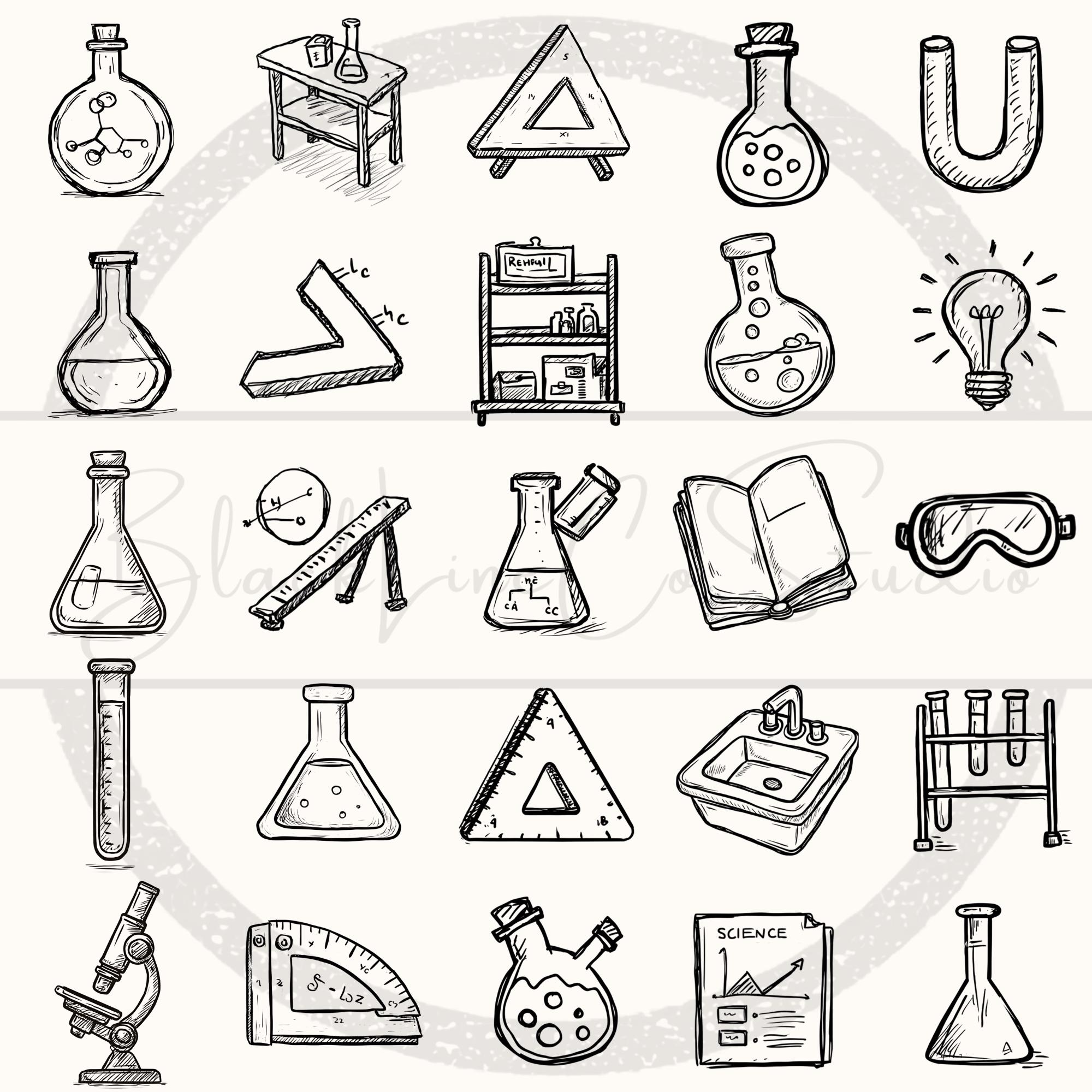 100 Science Lab Doodle Pngs | Hand-drawn Line Clipart | School STEM ...