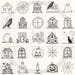 Halloween Clipart: Haunted Houses, Spooky Windows Doodles (100 Pngs) - Etsy
