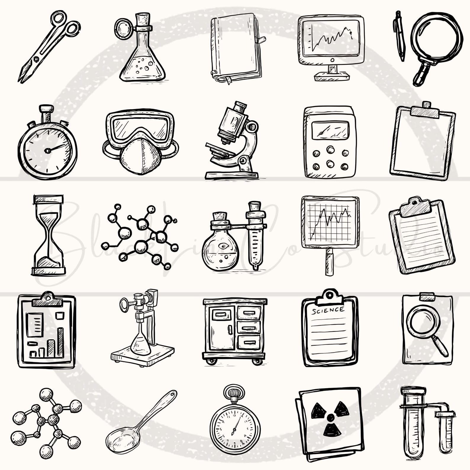 100 Science Lab Doodle Pngs | Hand-drawn Line Clipart | School STEM ...