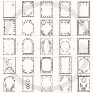 Boho Doodle Frames Clipart: Hand-drawn PNG Border Icons (digital ...