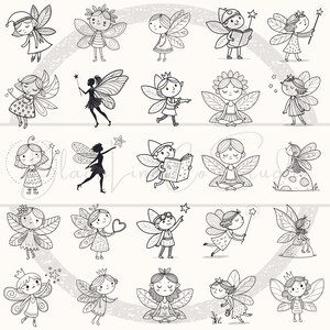 Fairies Doodle Clipart | 100 Hand-drawn Black Line Pngs | Icons and ...