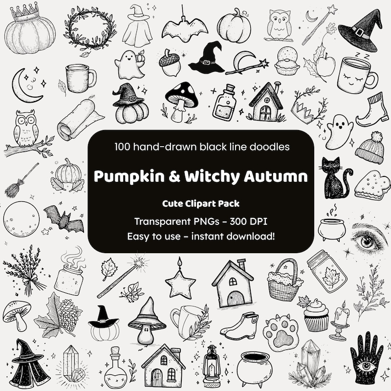 Hand Drawn Witchy Clip Art - Etsy