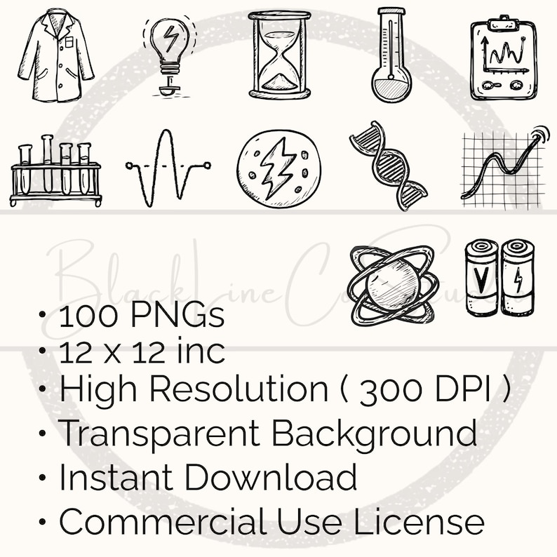 100 Science Lab Doodle Pngs | Hand-drawn Line Clipart | School STEM ...