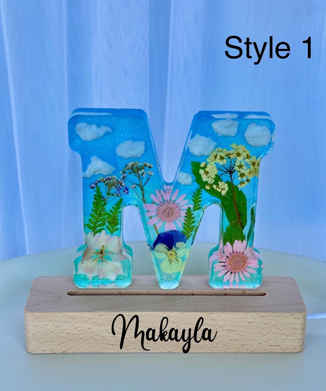 Custom Letter Lamp,handmade Resin With Hatural Flowers Light ...