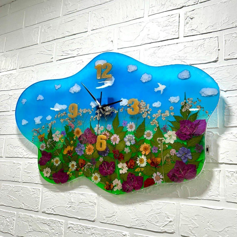 Epoxy and Flower Clocks - Etsy