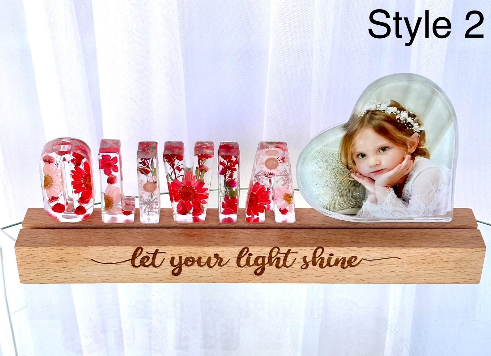 Personalized 3D Photo Lamp: Handmade Floral Letter Name Light - Etsy