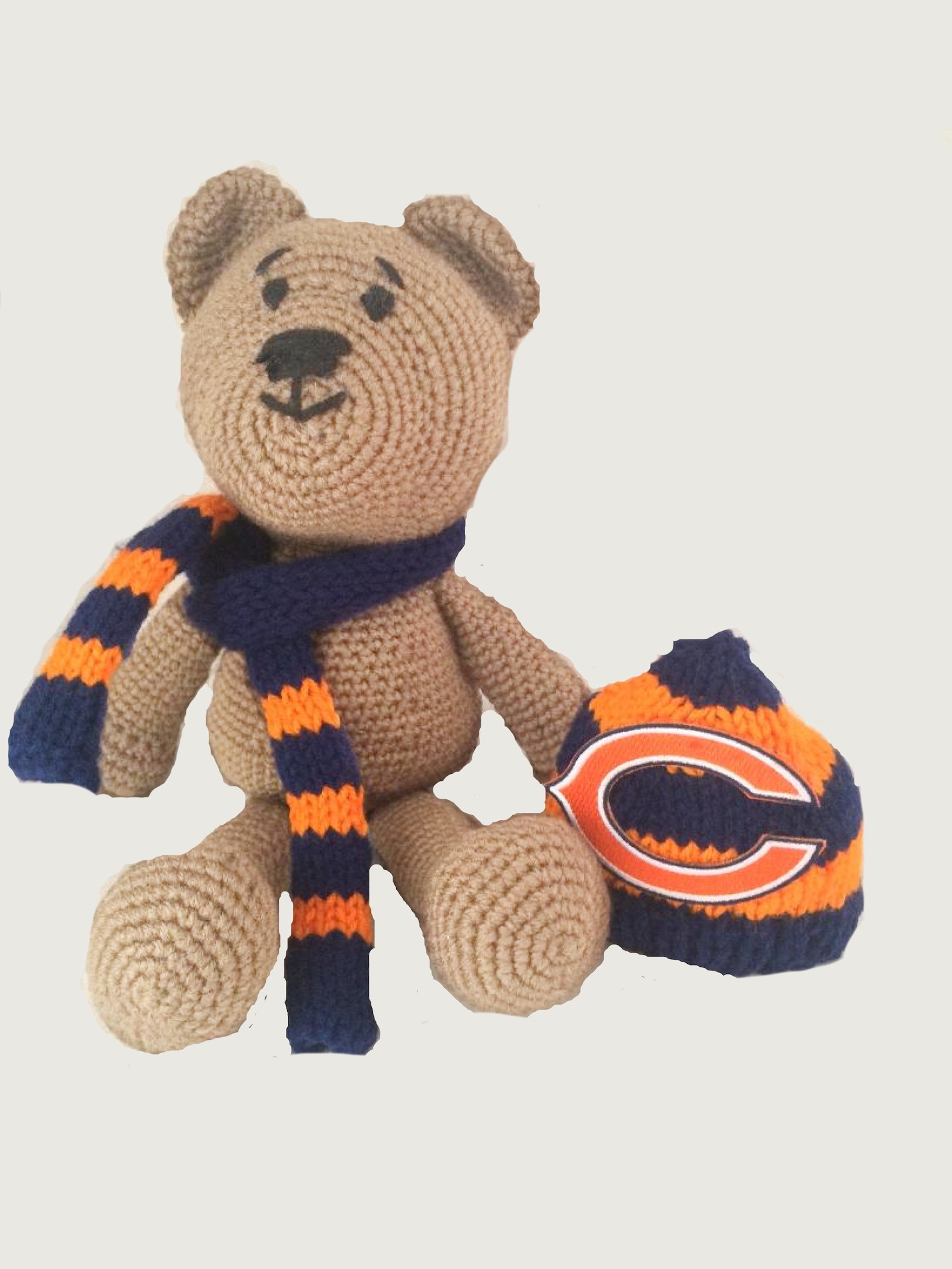 Chicago Bears Teddy Bear NFL Hat Scarf Crochet - Etsy