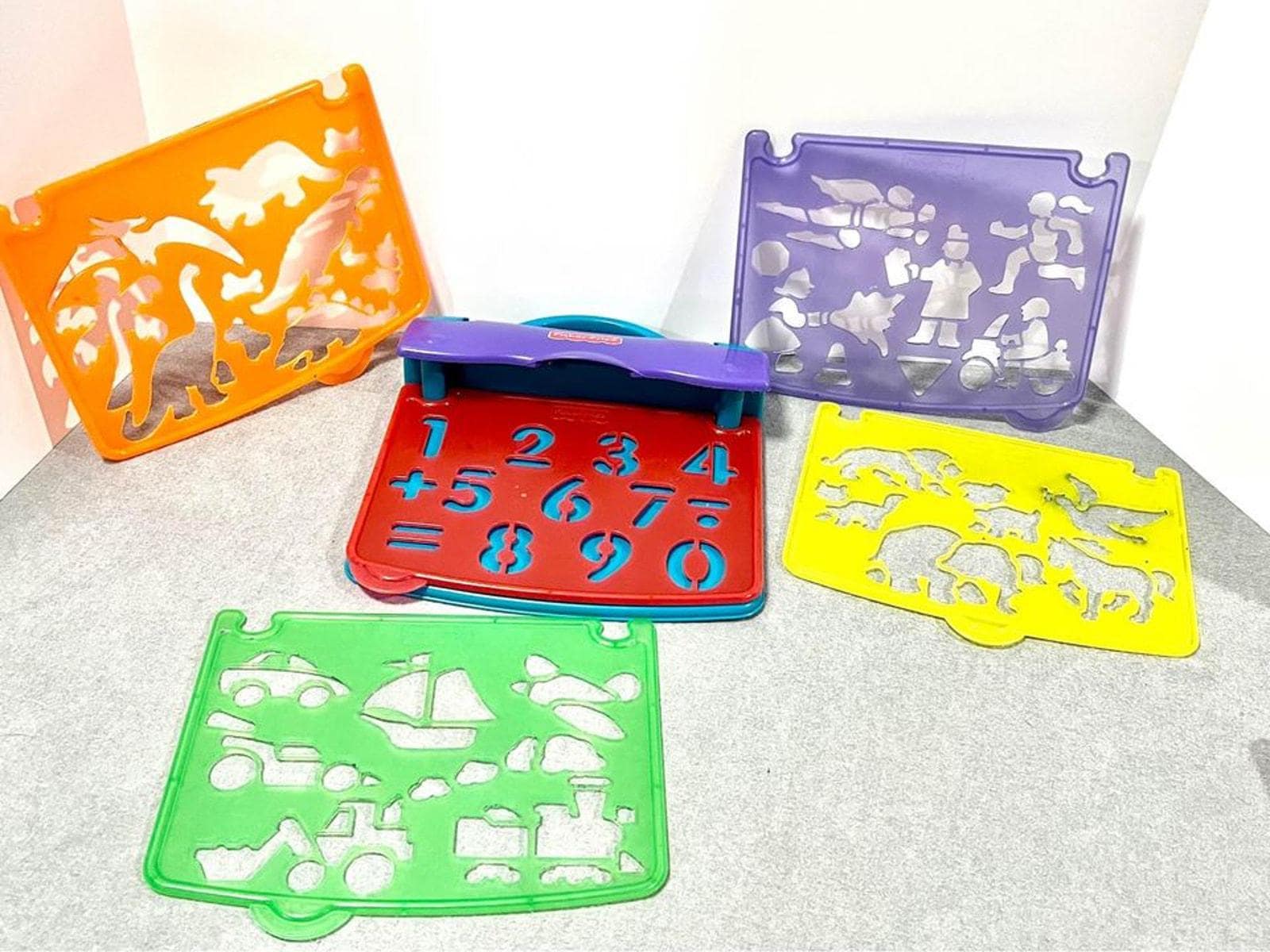 Fisher Price Fun Art Stencil Book Vehicles Aniamls Stencils Take Along ...