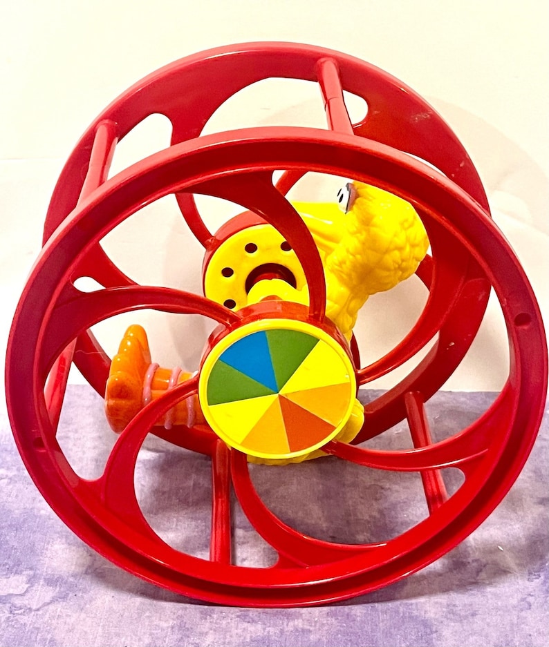 Vintage Sesame Street Red Rolling Wheel Big Bird Toddler Preschool Toy ...