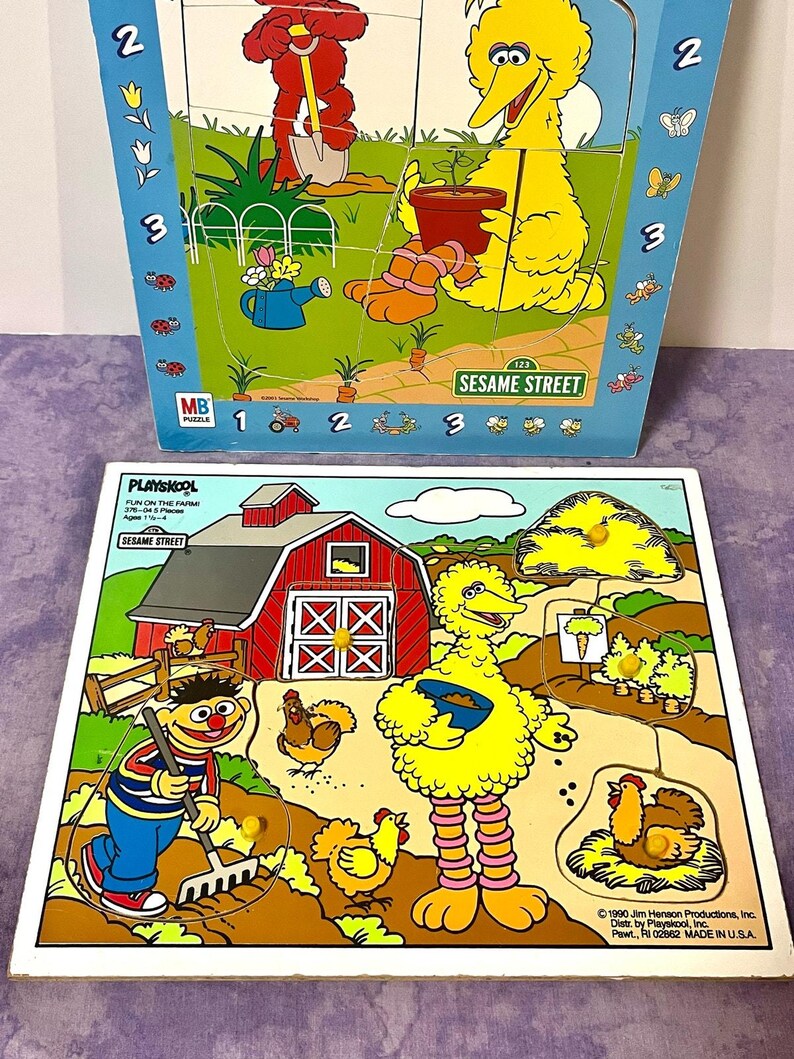 SESAME STREET Frame Puzzle - Elmo & Big Bird - MB Gardening 2003 - Etsy