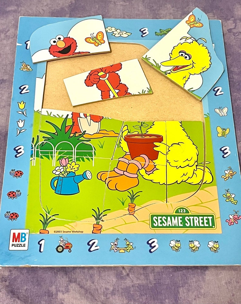 SESAME STREET Frame Puzzle Elmo & Big Bird MB Gardening 2003 - Etsy