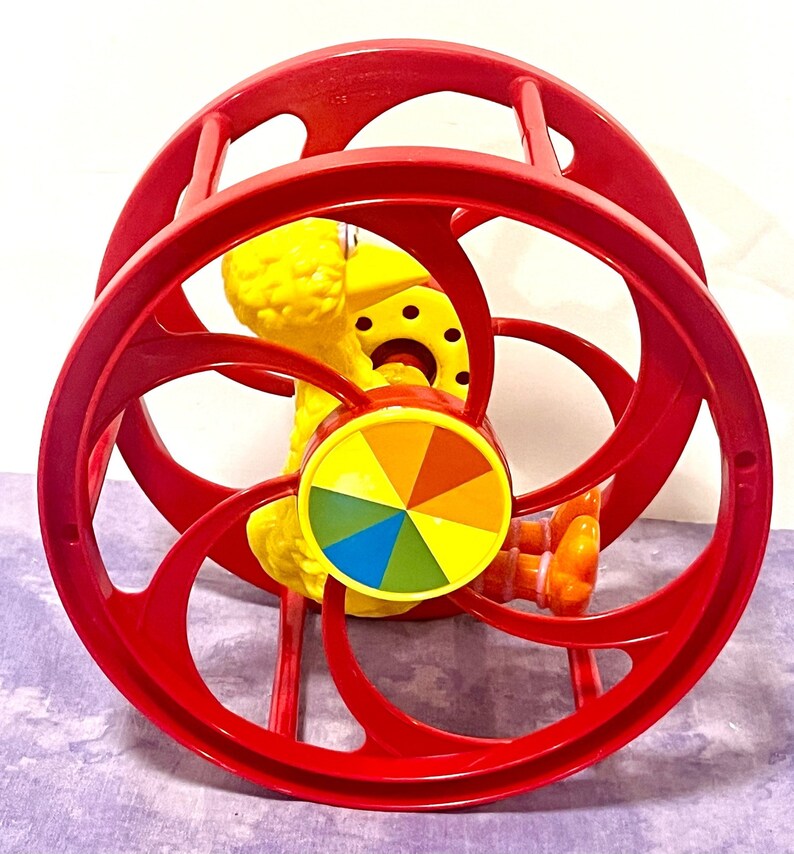 Vintage Sesame Street Red Rolling Wheel Big Bird Toddler Preschool Toy ...