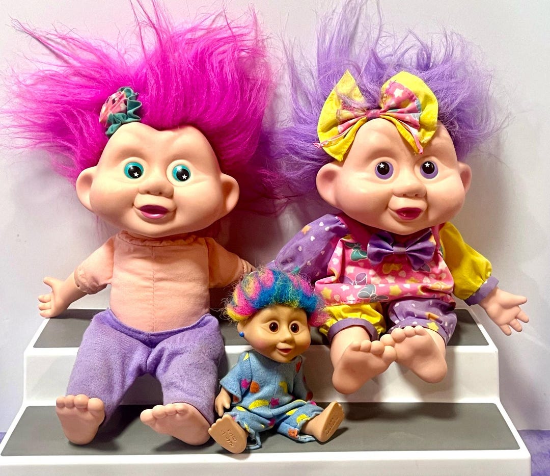 Vntg 1991 Applause Magic Trolls Dolls Pink Purple Rainbow Hair - Etsy