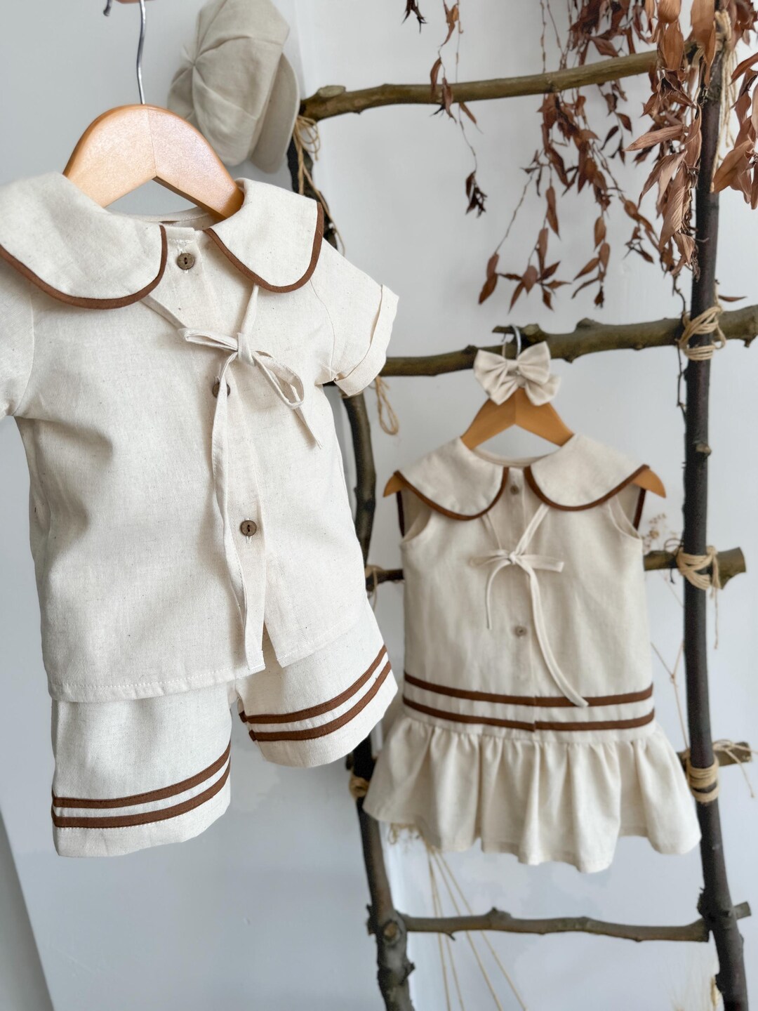 Linen Sibling Outfit | Matching Kids Set, Photo Shoot Clothing - Etsy