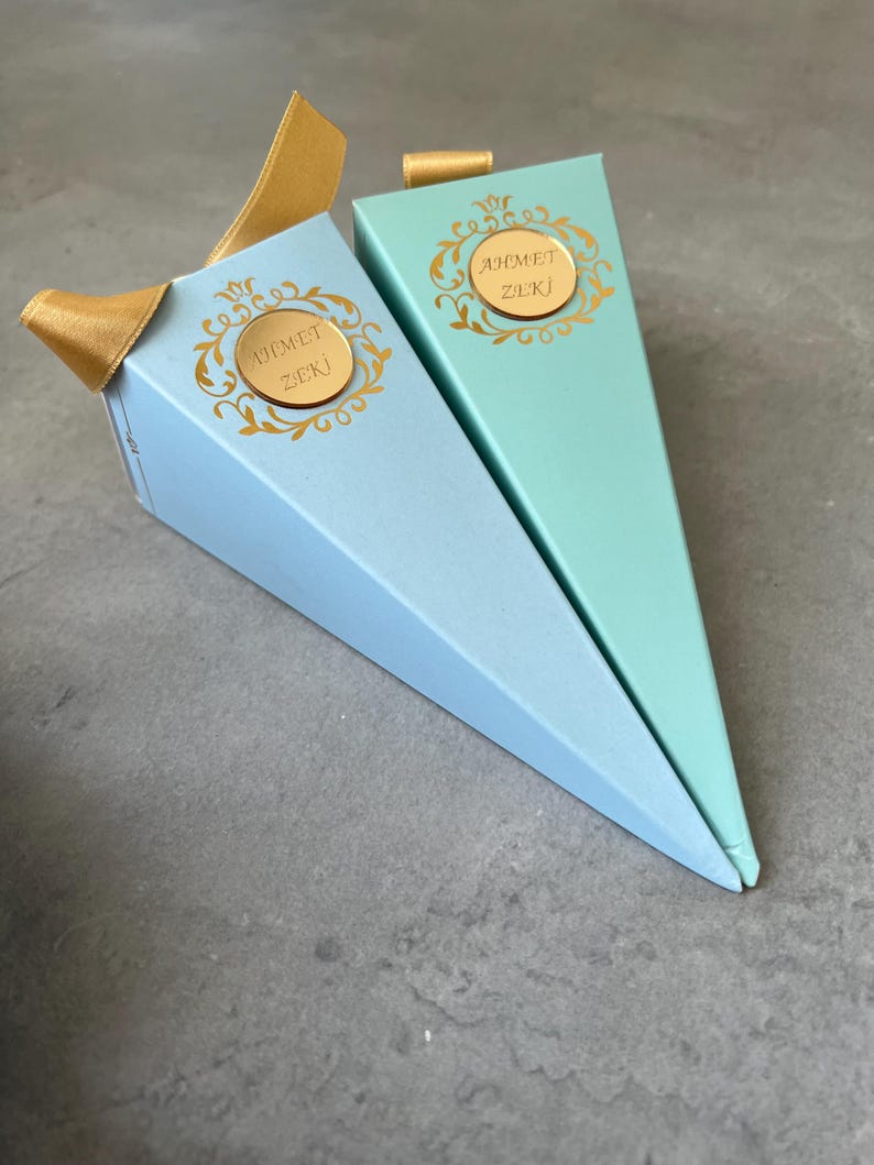 Gold Custom Coni Box, Personalized Candy Box, Baby Gift, Candy Favor ...