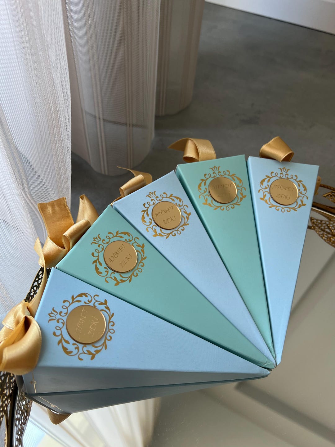 Gold Custom Coni Box, Personalized Candy Box, Baby Gift, Candy Favor ...