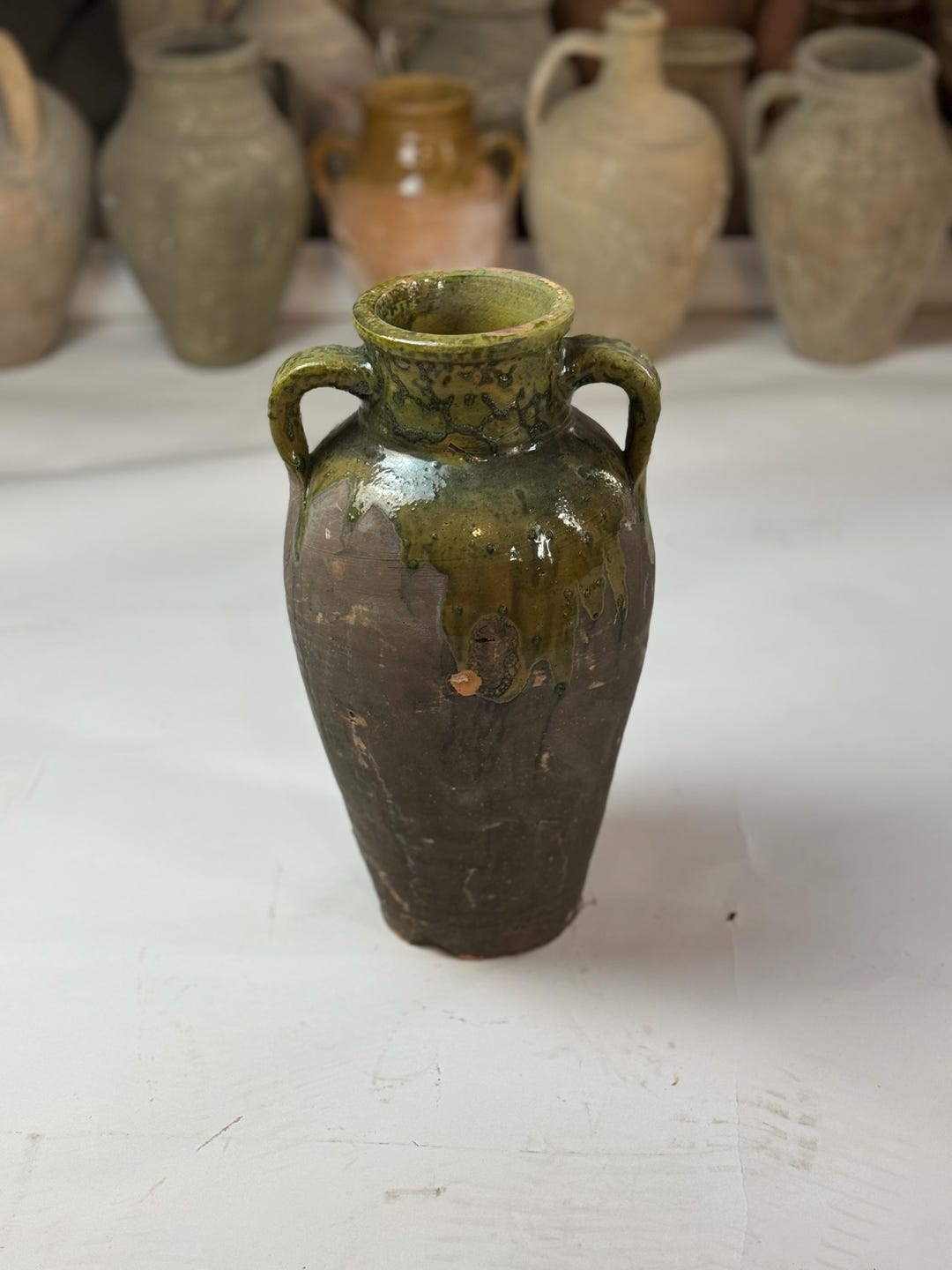 Old Vintage Turkish Terracotta Pitcher Vase, Vintage Pitcher for Decor ...