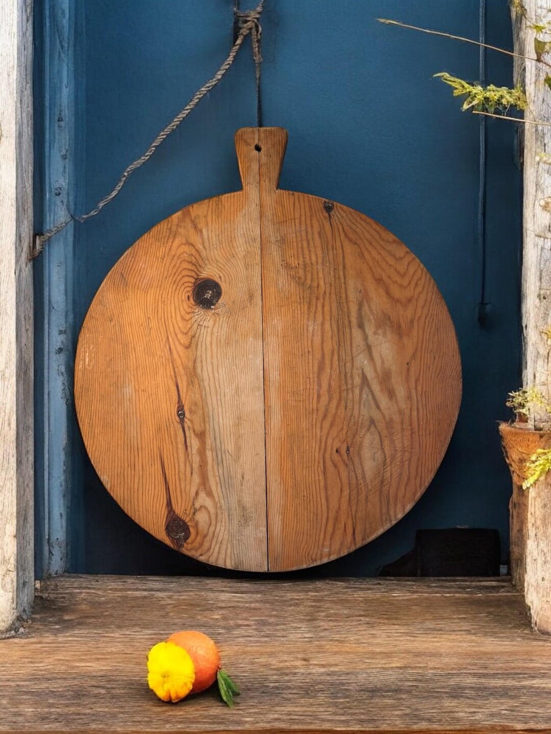 Round Walnut Wooden Cutting Board, Vintage Board, Rustic Cutting Board ...