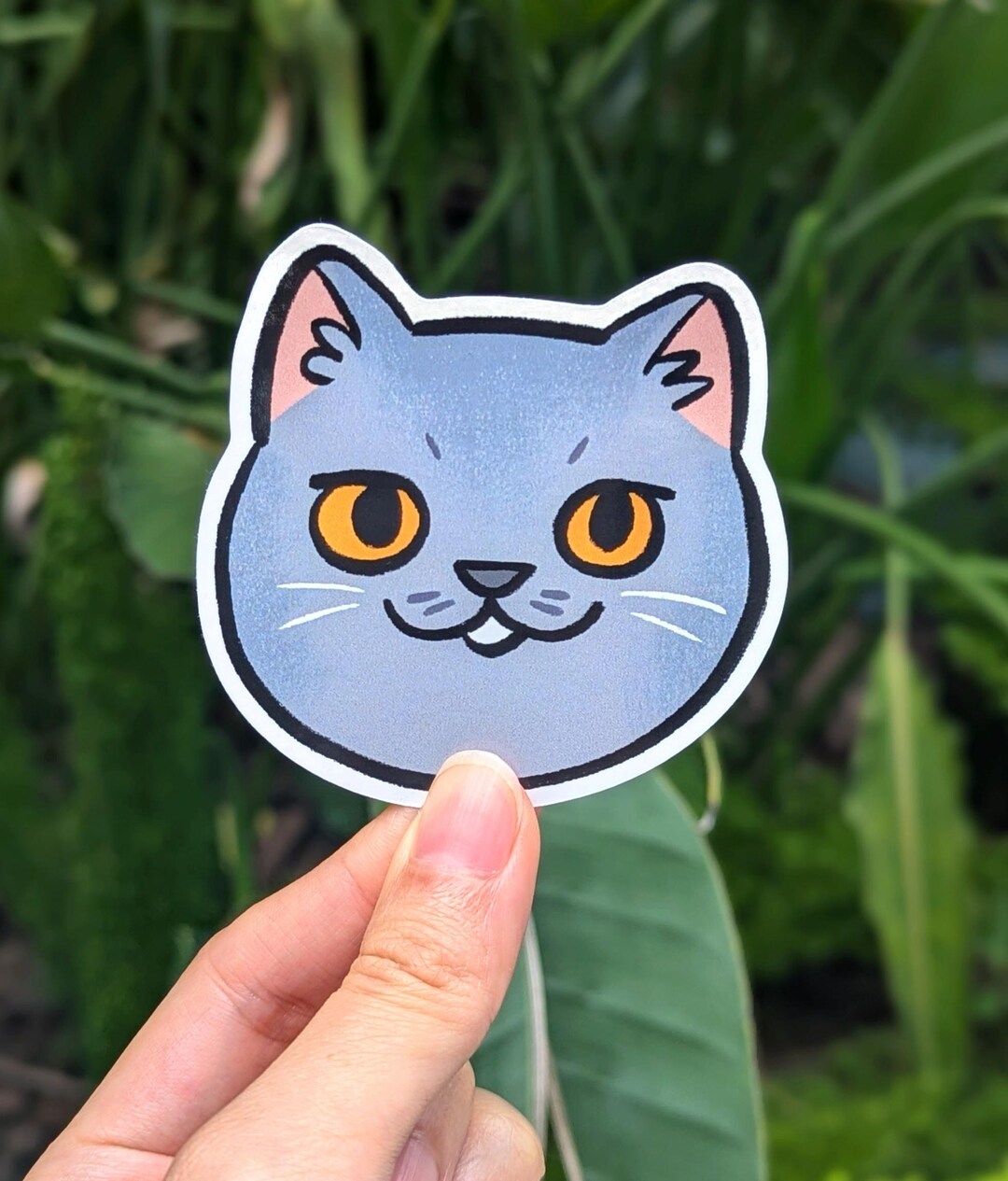 Cat Face Sticker #12 | Cute Gray British Shorthair | Large Cartoon Head ...