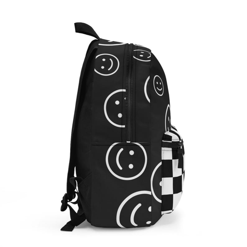 Black and White Smiley Face With Checks Backpack,, Back to School, Back ...