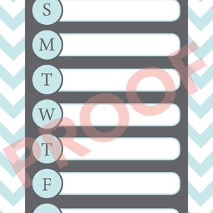 INSTANT PRINTABLE Weekly Menu Planner - Aqua/gray - Etsy