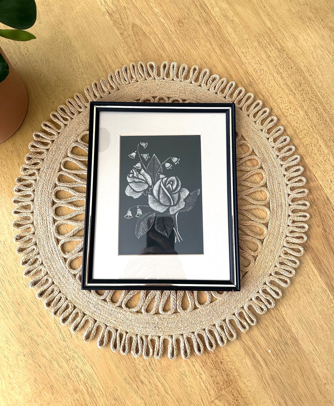 Rose Print Silver Floral Art Black Flower Artwork Gallery Wall Decor - Etsy