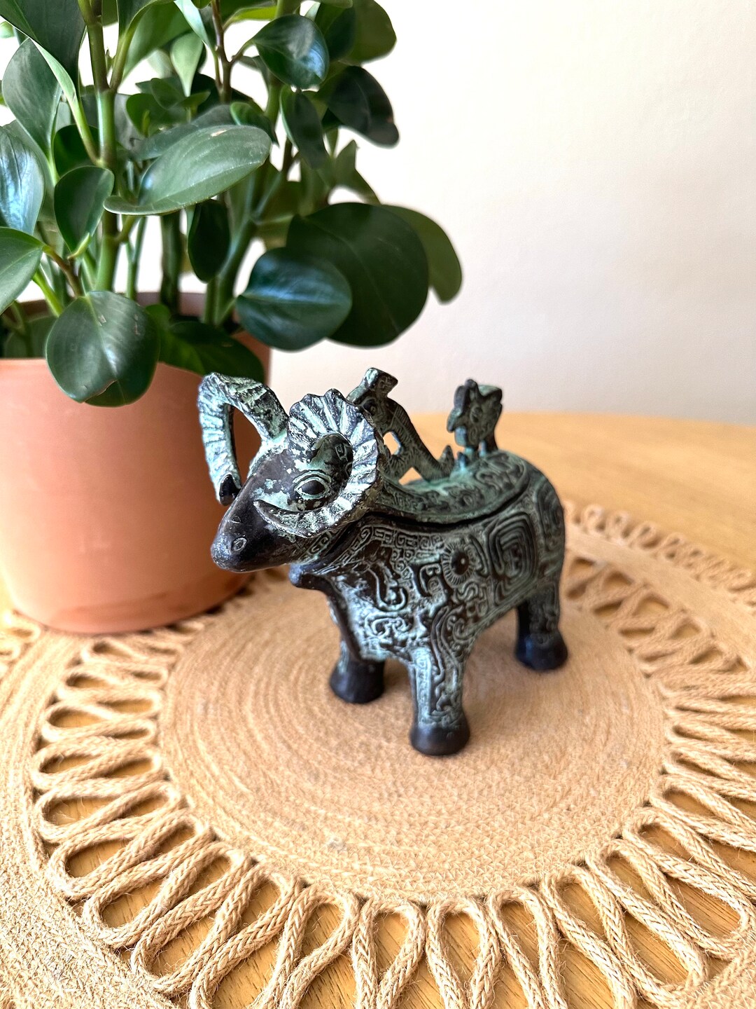 Metal Ram Jar Metal Ram Box Tribal Metal Vessel Aries Ram Gift - Etsy