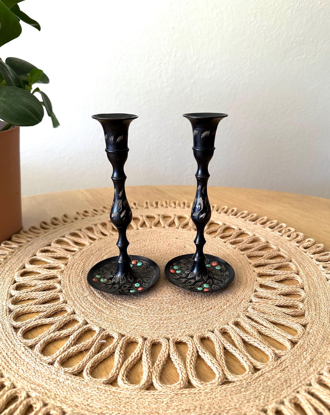 Black Metal Candlesticks Black Candlesticks Taper Candle Holders Ornate ...