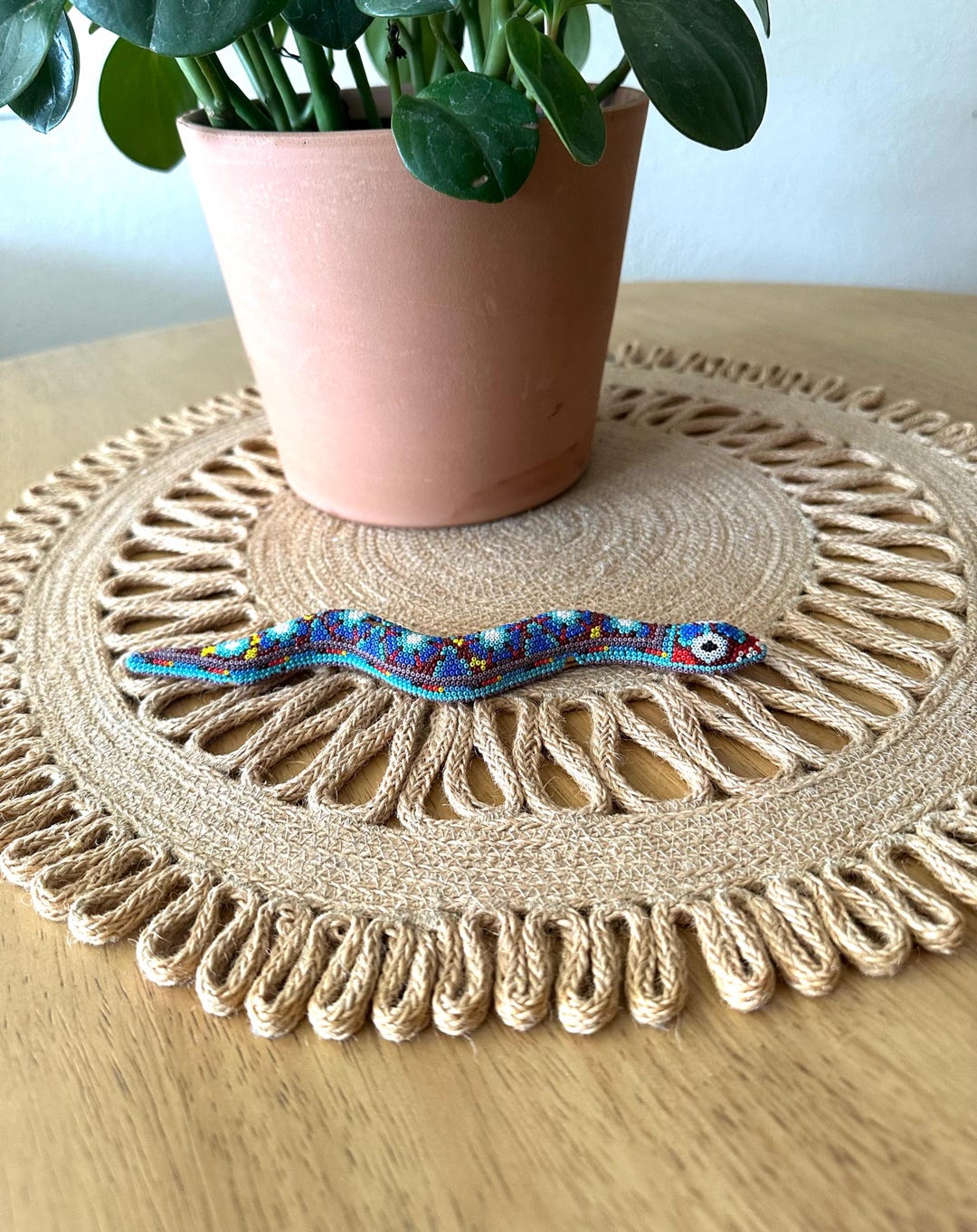 Beaded Snake Statue Small Huichol Snake Figure Handmade Snake Art - Etsy