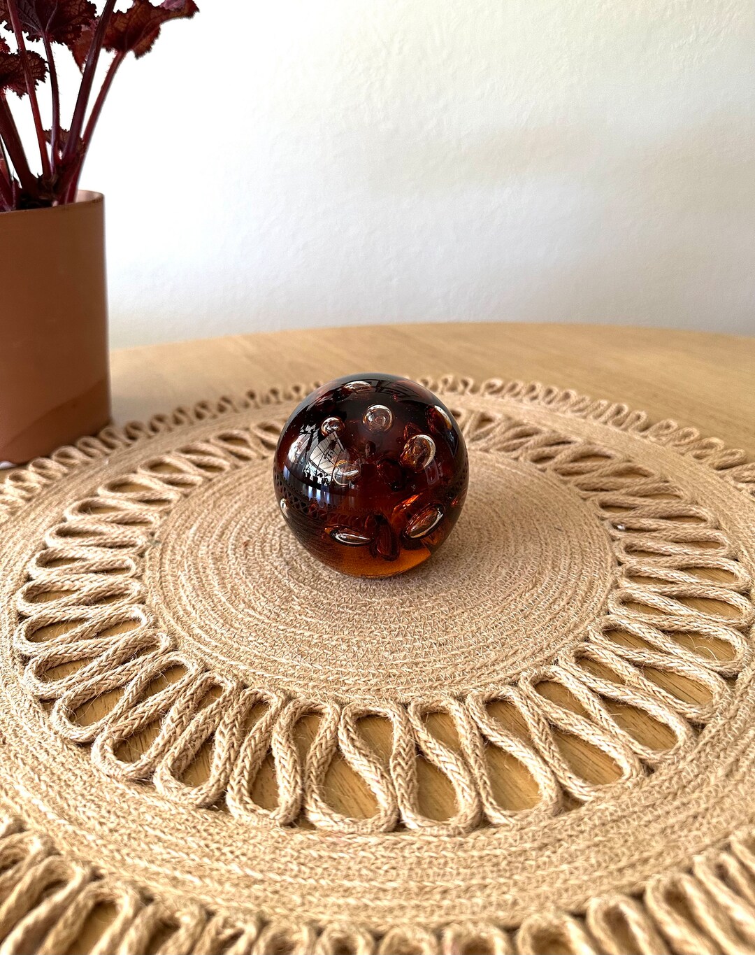 Amber Glass Paperweight Amber Glass Sphere Neutral Home Decor Office ...