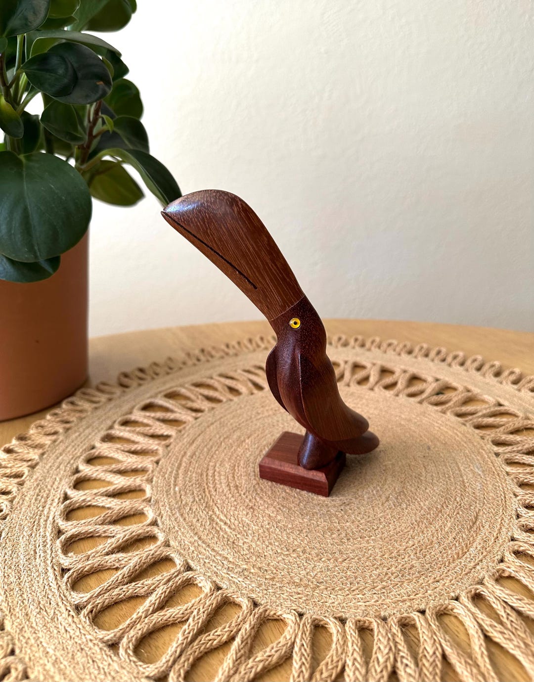 Toucan Statue Wood Bird Figure Parrot Sculpture Coastal Style Decor ...