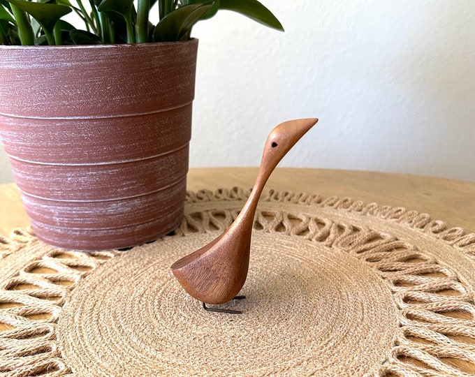 Jacob Hermann Style Bird Mid Century Teak Wood Bird Statue / Shelf ...