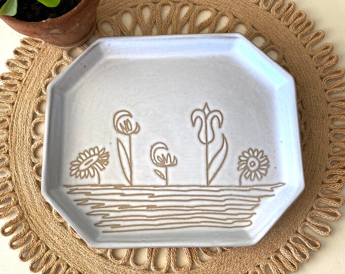 Vintage Martz Pottery Plate/ Marshall Studio Pottery Plate / Flower ...