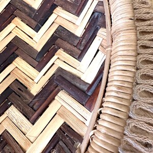 Round Tray Woven Wall Basket Chevron Winnowing Basket Flat Basket Tray ...