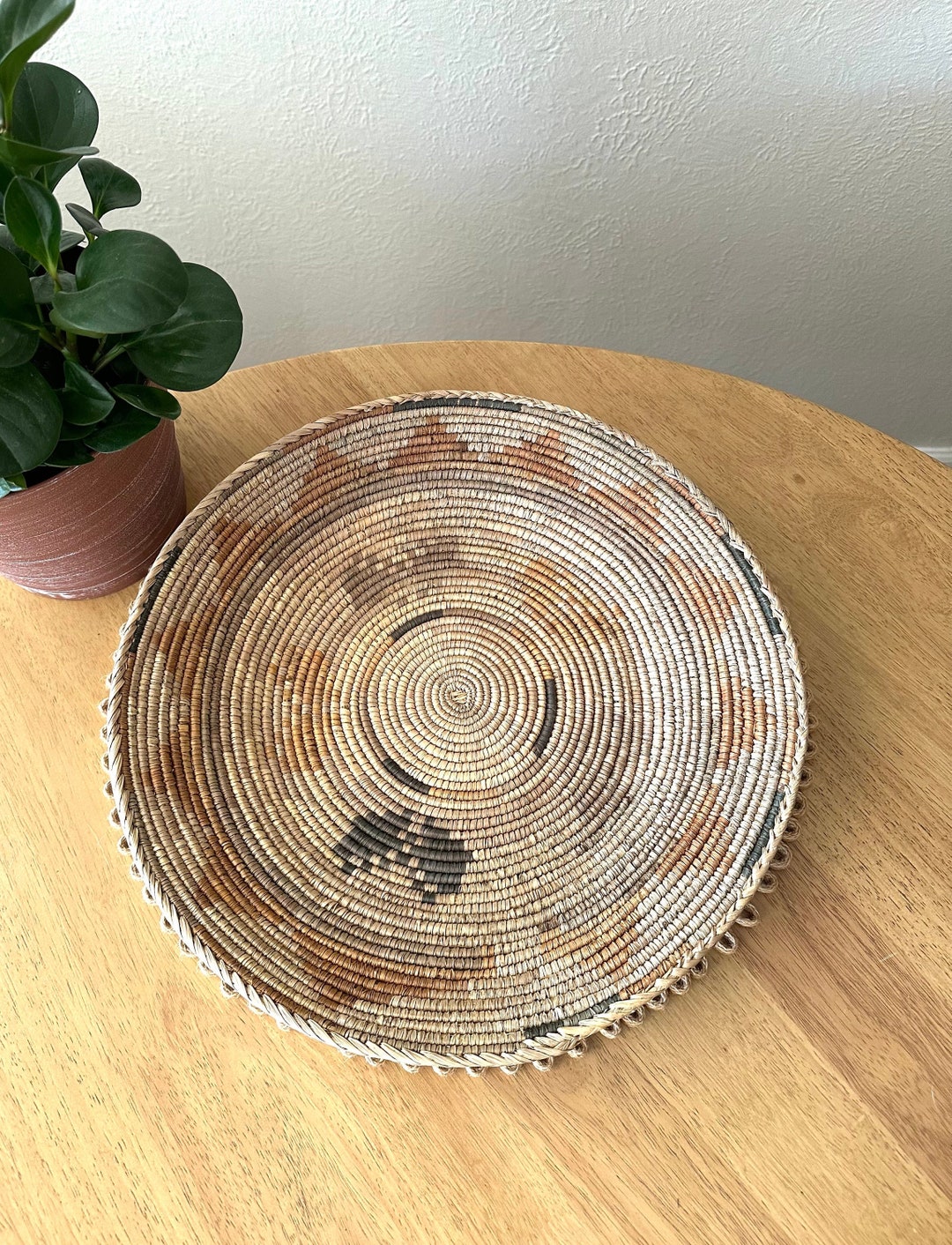 Woven Coil Basket Shallow Basket Southwestern Coil Basket Woven Wall ...