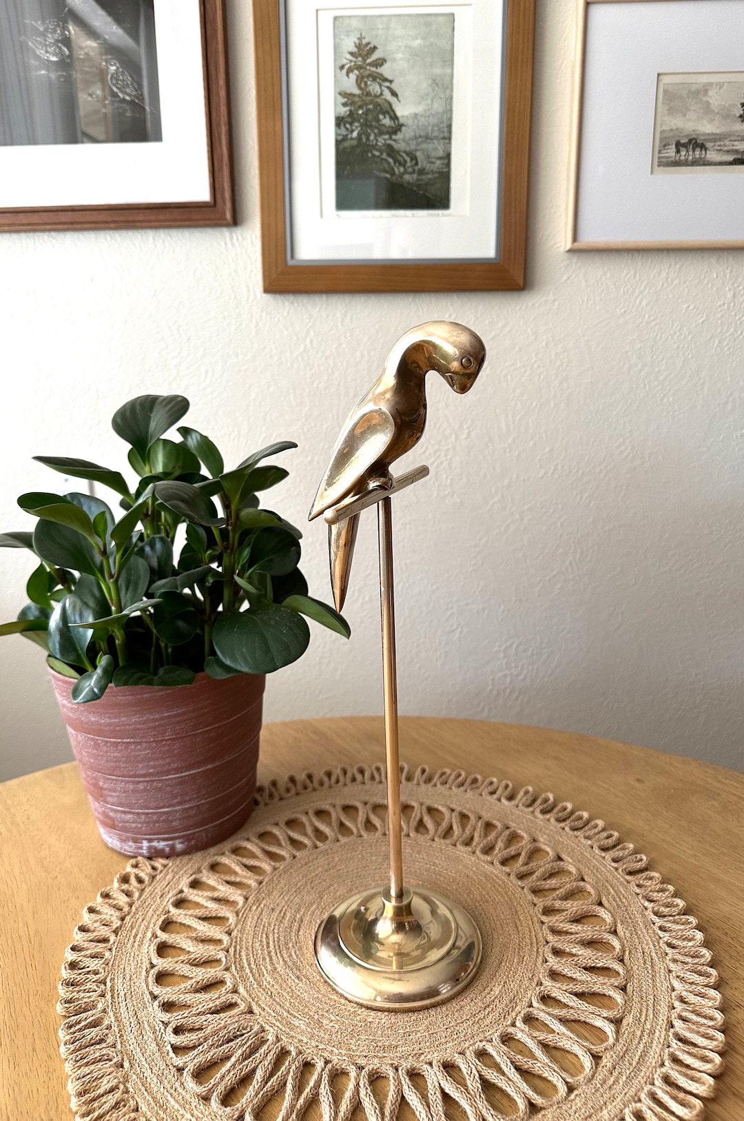 Brass Parrot Statue Gold Parrot Figure Brass Bird Statue Brass Necklace ...