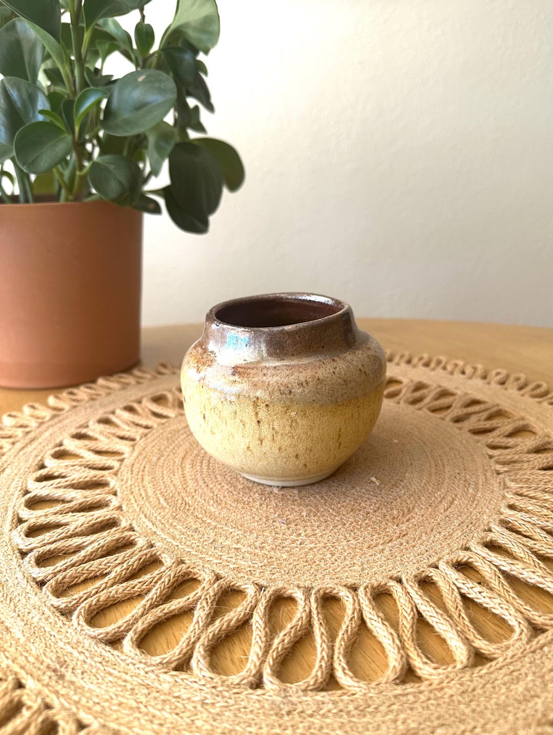 Yellow Plant Pot Round Yellow Planter Pottery Plant Pot Cactus Planter ...
