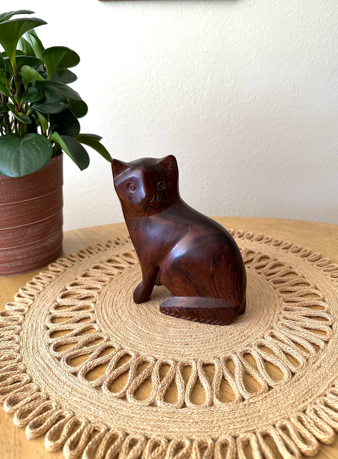 Wood Cat Statue Wood Cat Sculpture Cat Decor Cat Lover Gift - Etsy