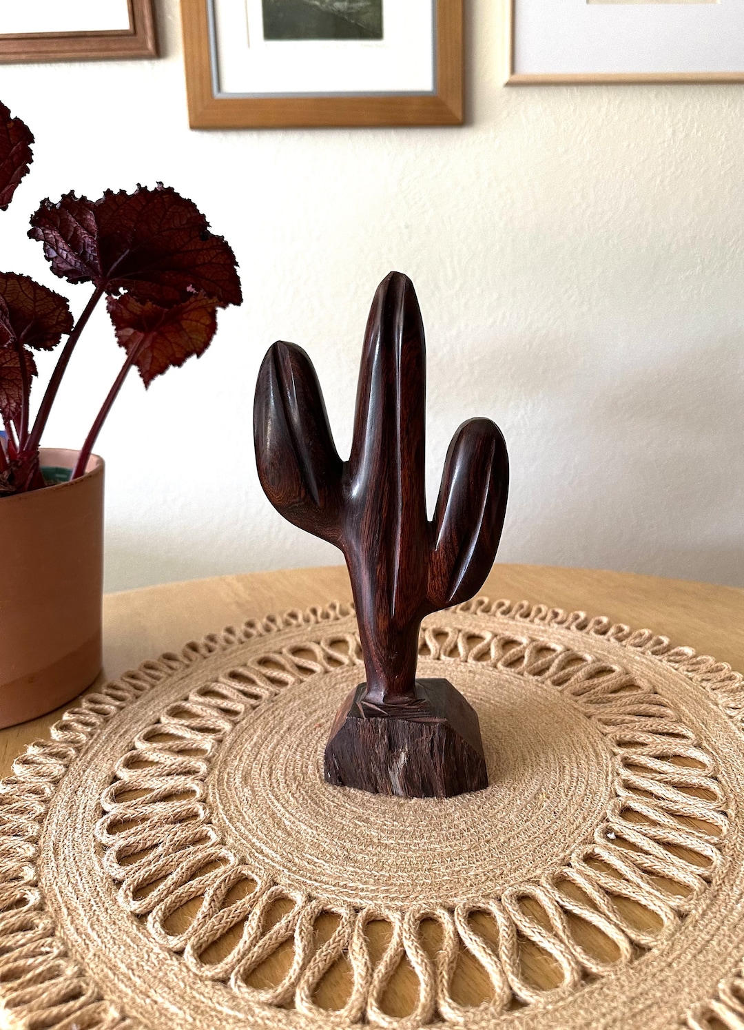 Cactus Statue Wood Cactus Sculpture Wooden Saguaro Cactus Statue Boho ...