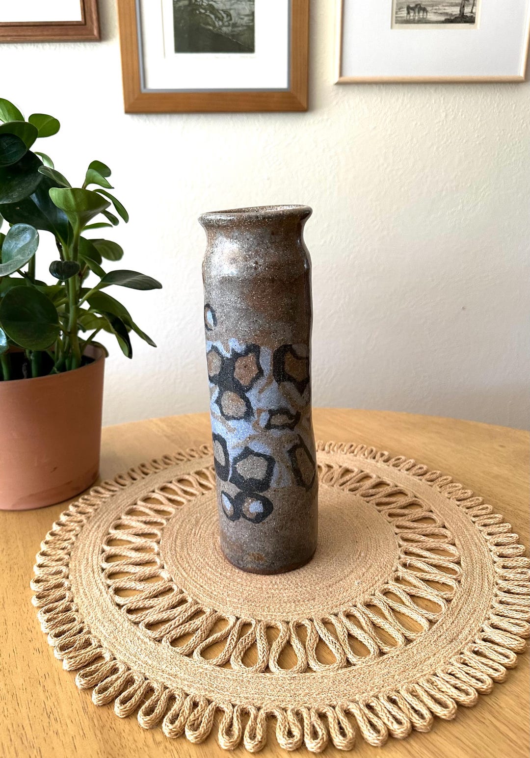 Gray Pottery Vase Handmade Ceramic Vase Mid Century Style Coffee Table ...
