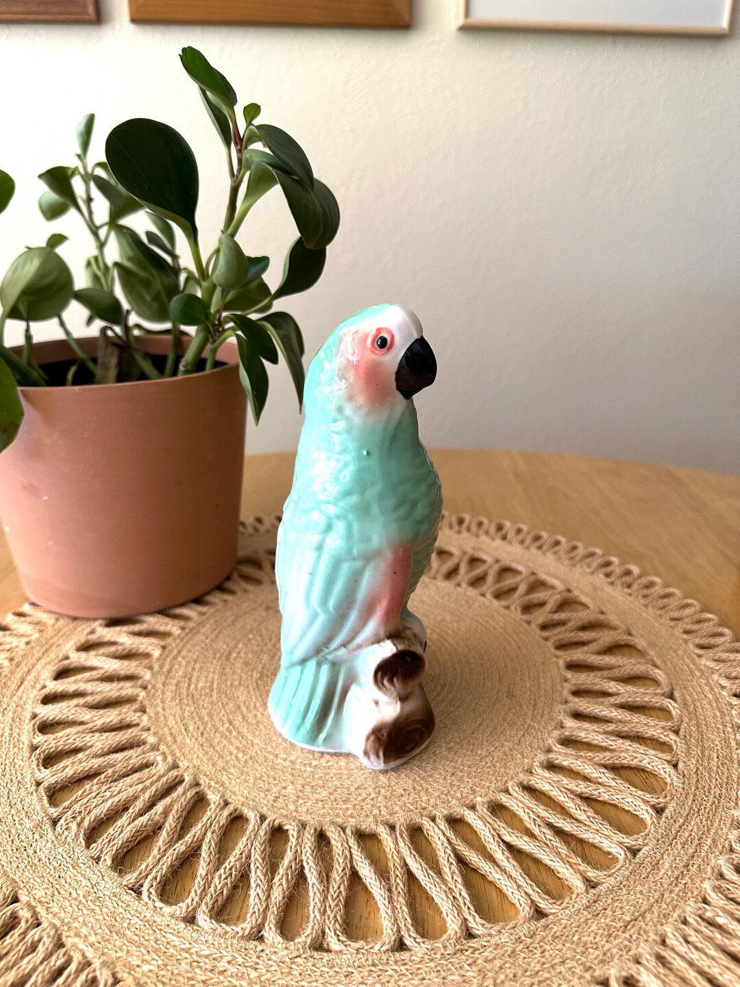Ceramic Parrot Statue Midcentury Bird Figure Shelf Styling Decor Gift ...