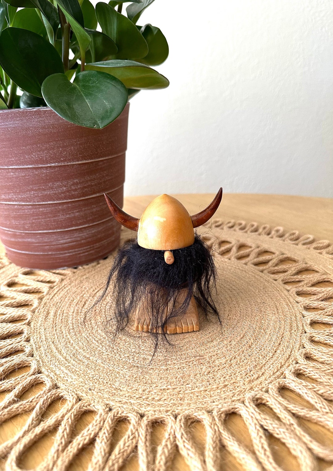 Wood Viking Statue Miniature Viking Figure Mid Century Viking Figurine ...