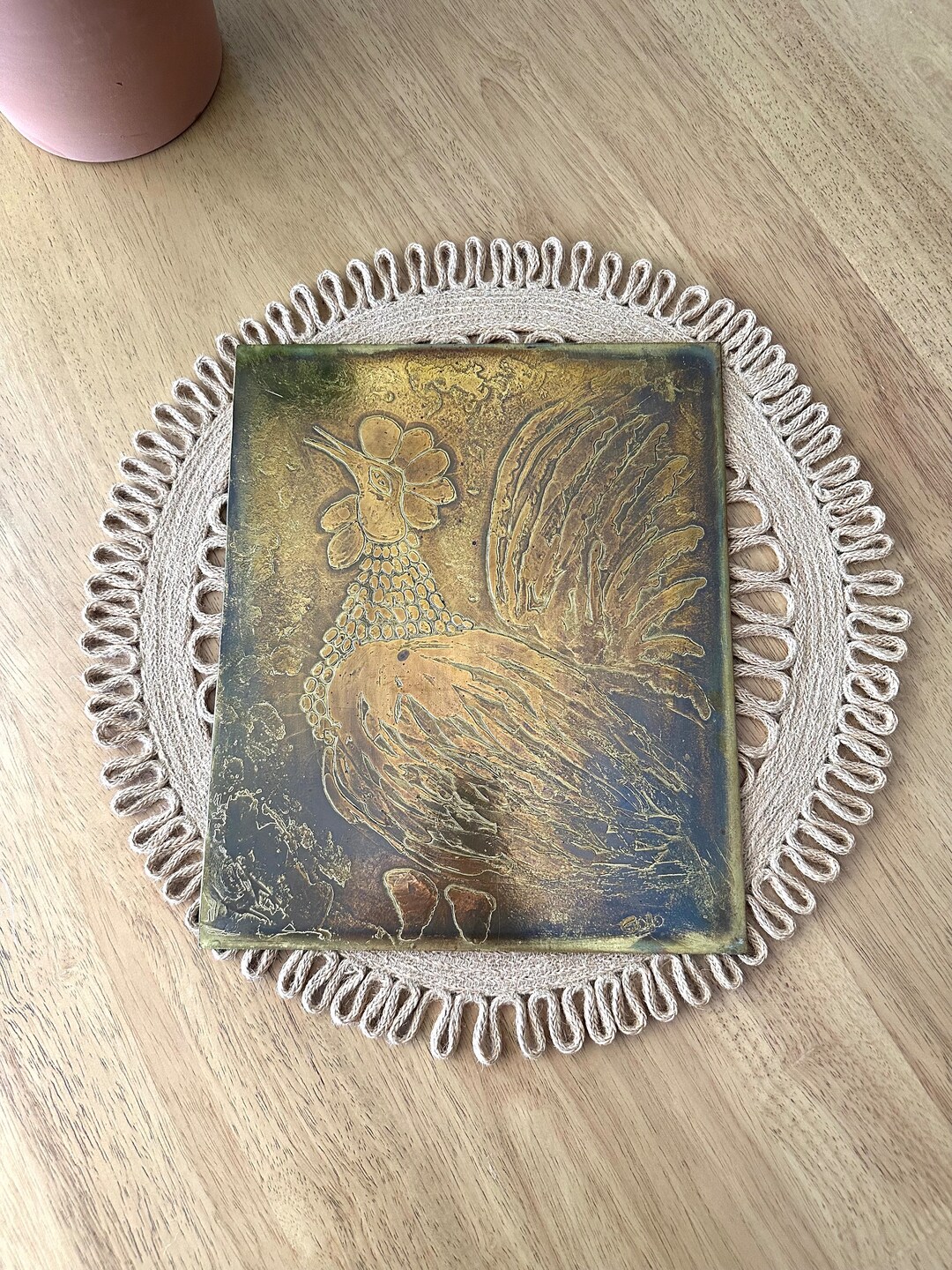 Brass Rooster Wall Hanging Brass Rooster Wall Art Midcentury Style ...