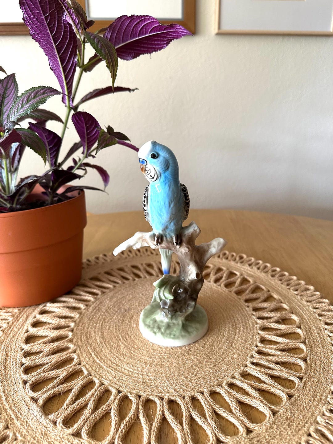 Ceramic Parakeet Bird Statue Porcelain Budgie Sculpture Wien Keramos ...