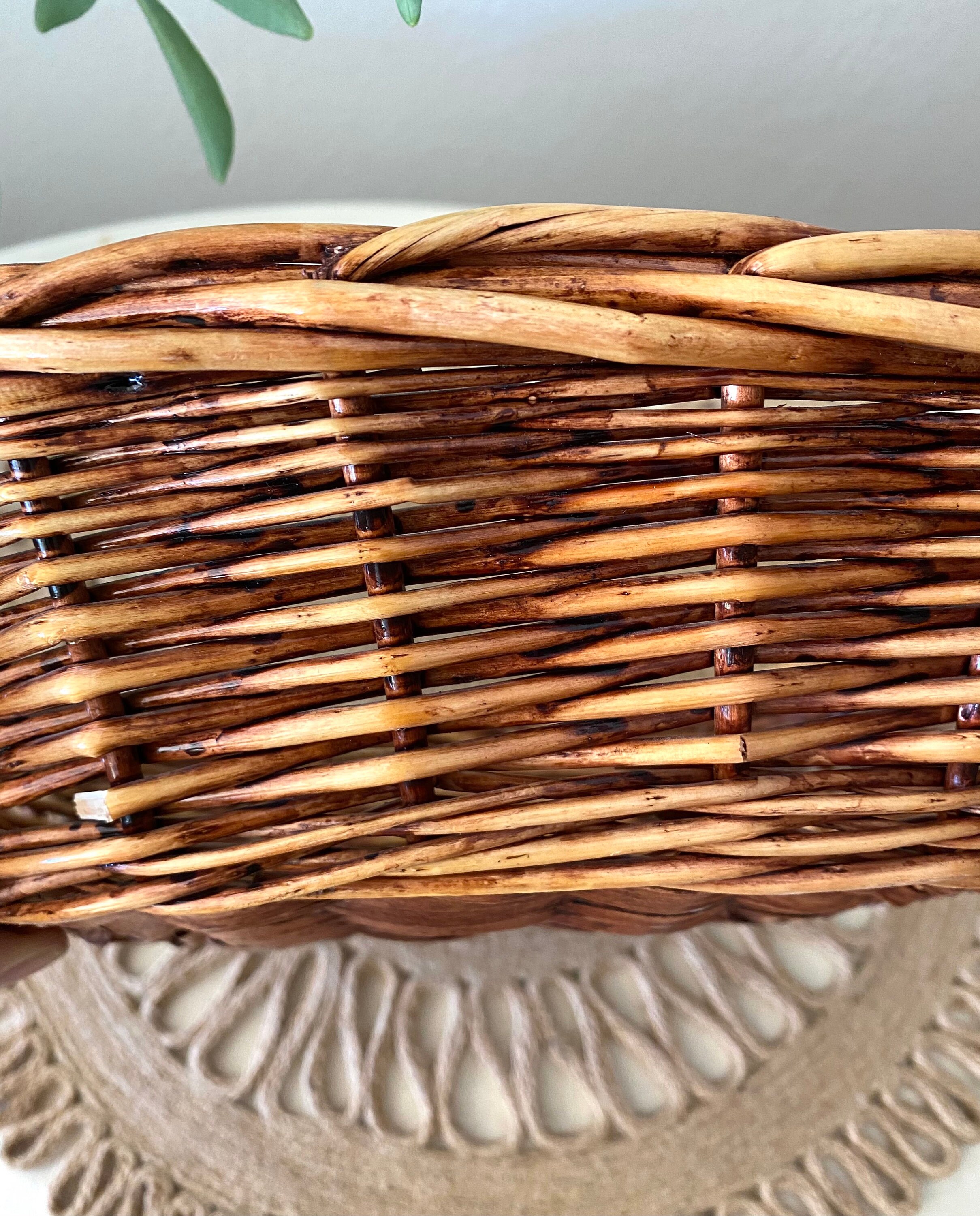 Baskets & Bowls Oval Basket Woven Basket Shallow Basket with Handles ...